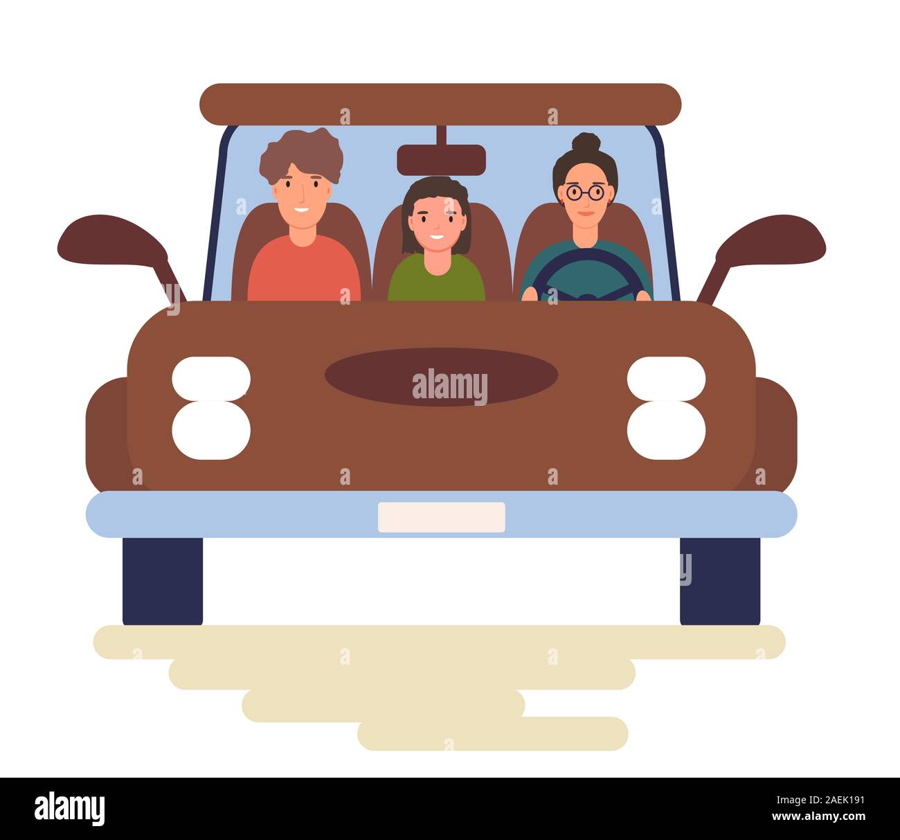 Funny people driving cars isolated on white background. Colorful vector ...