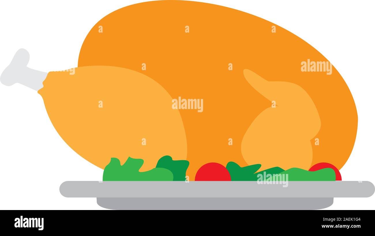 Roast turkey icon. Thanksgiving dinner - Vector illustration Stock ...