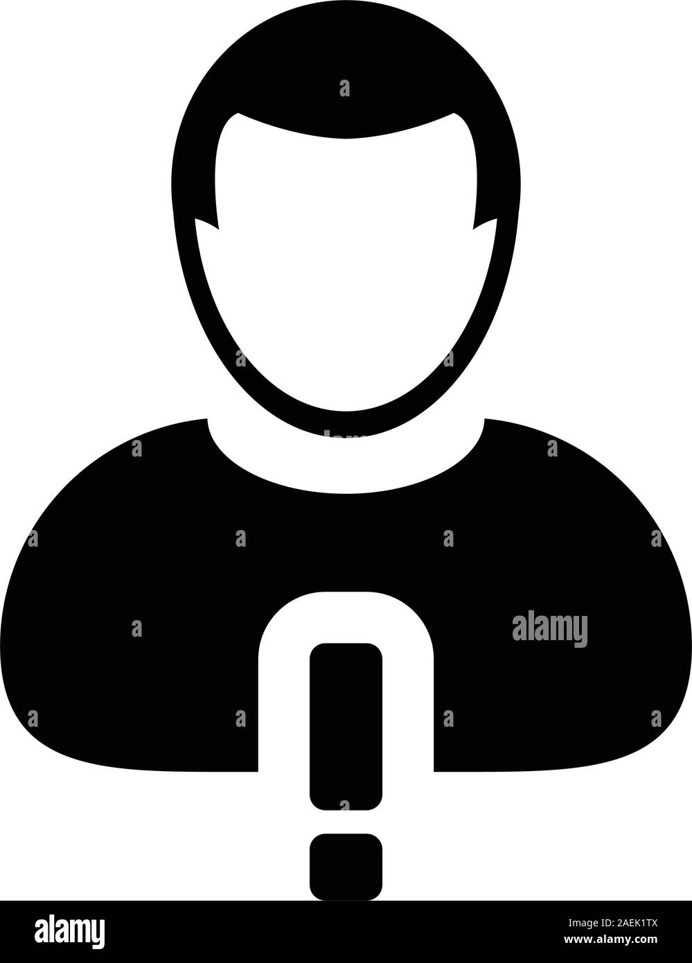 Message icon vector male person profile avatar symbol with alert sign ...