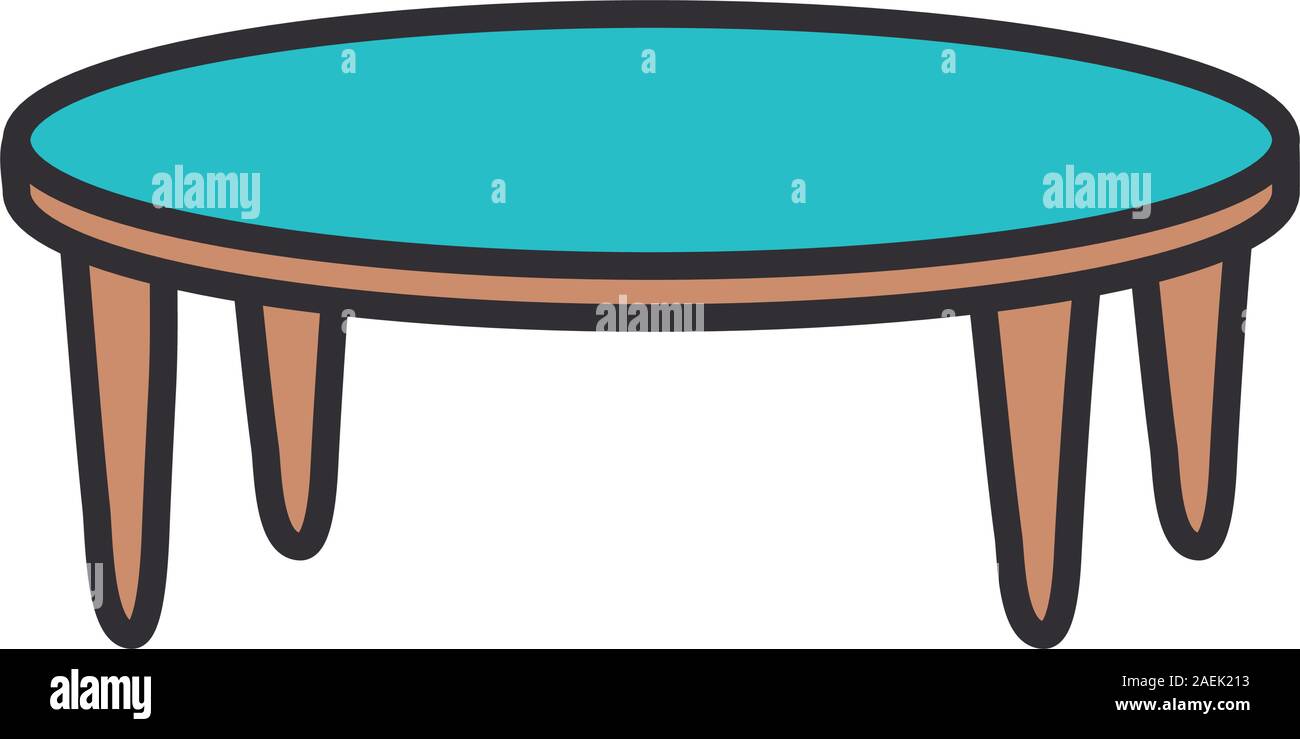 wooden blue table furniture decoration icon on white background vector ...