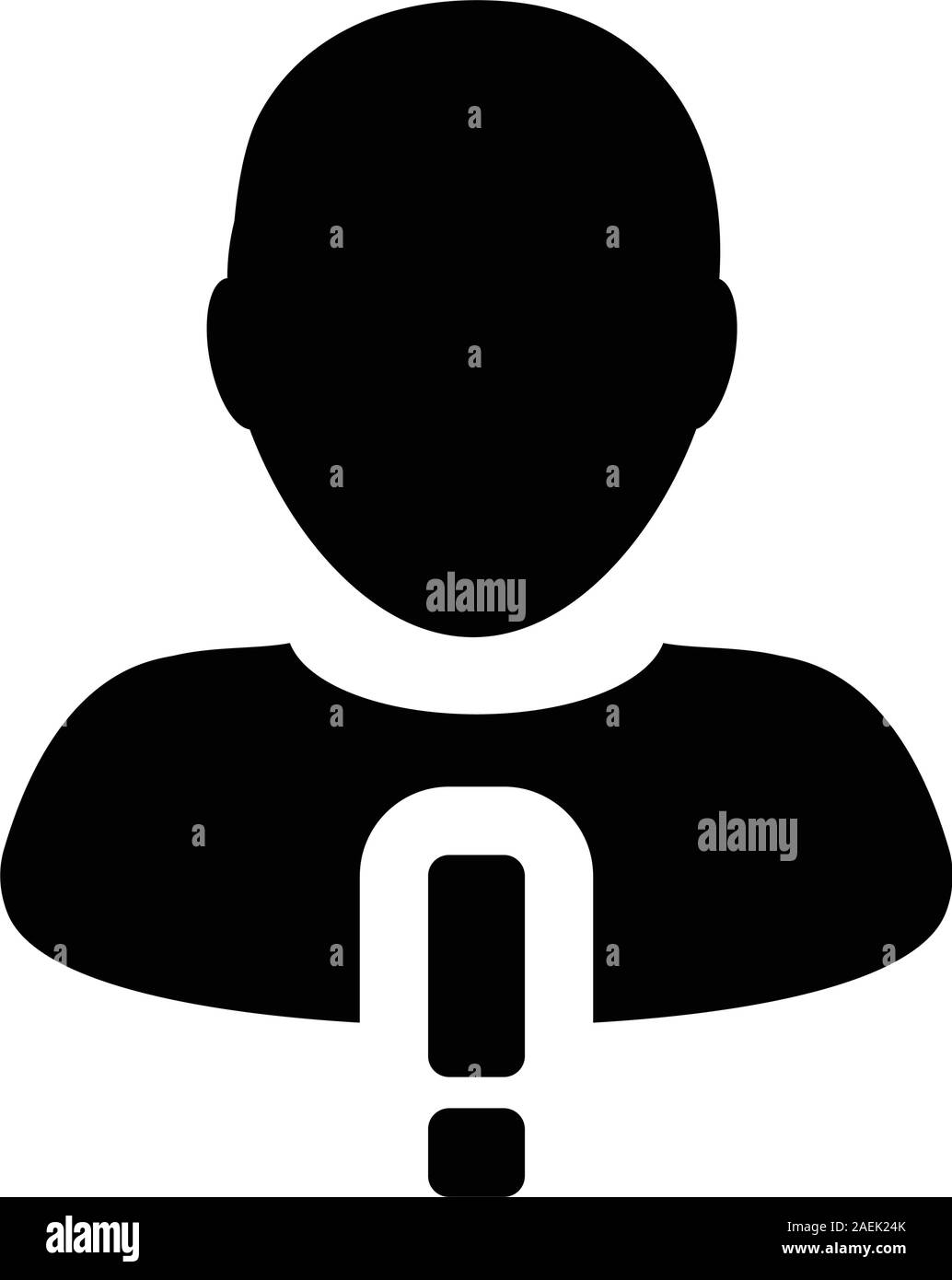 Warning icon vector male person profile avatar symbol with alert sign ...
