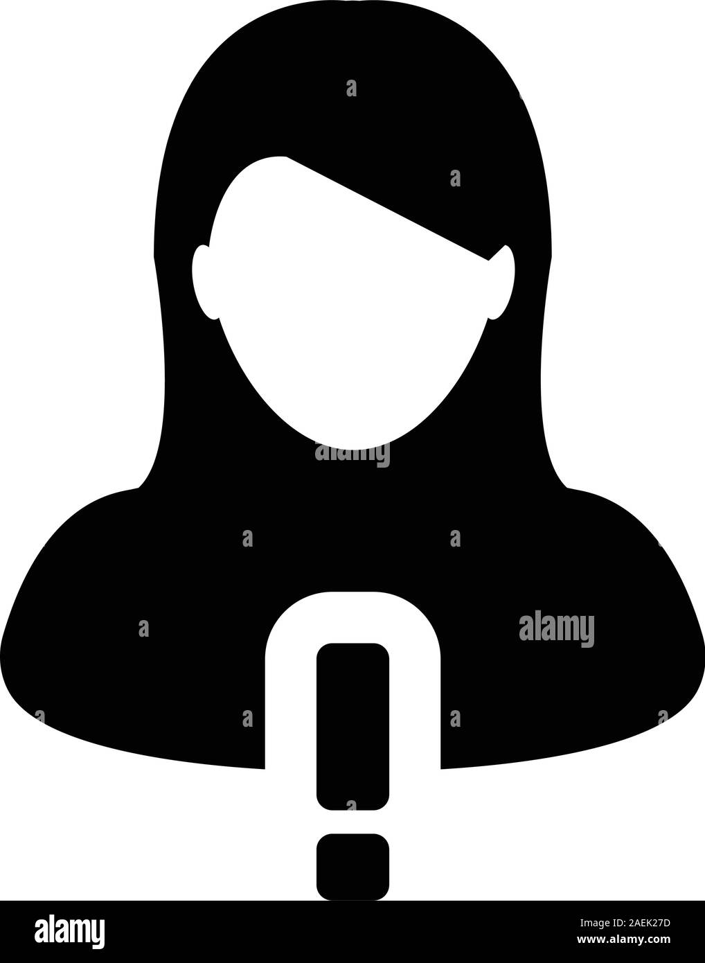 Notification icon vector female person profile avatar symbol with alert ...