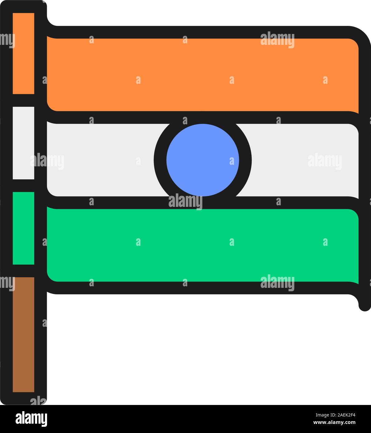 Flag of India flat color line icon. Isolated on white background Stock ...