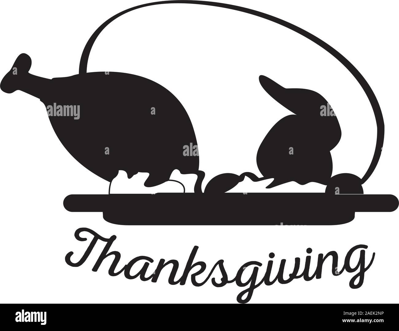 Silhouette of a roast turkey. Thanksgiving dinner - Vector illustration ...