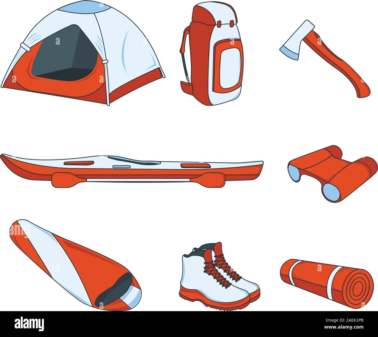 Set of Camping Icon. Concept for Outdoor and Hike Trip. Stuff for ...