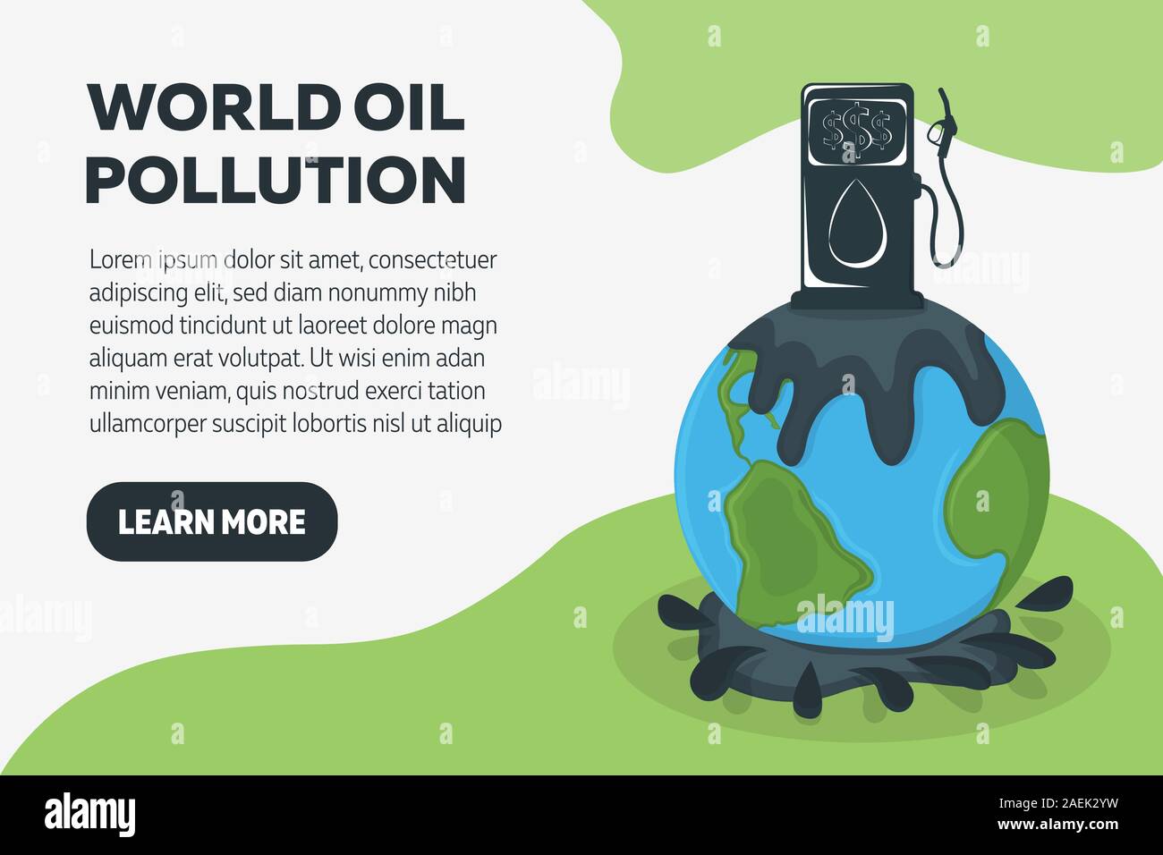World Oil Pollution Concept Banner. Earth Pollution by Petroleum ...
