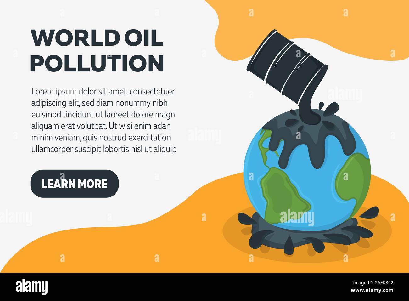World Oil Pollution Concept Banner. Earth Pollution by Petroleum ...