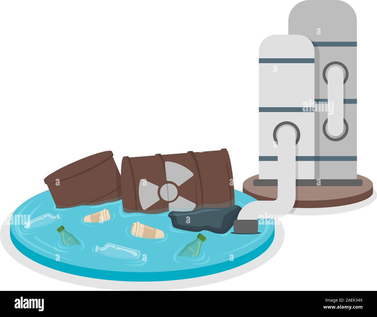 Pollution Concept Icon and Label. Earth and Water Pollution Logo ...