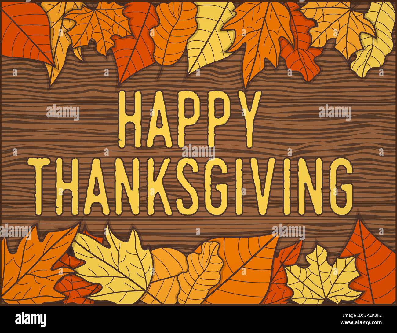 Happy Thanksgiving, Leaf Concept Banner on Wooden Background. Leaf Fall ...
