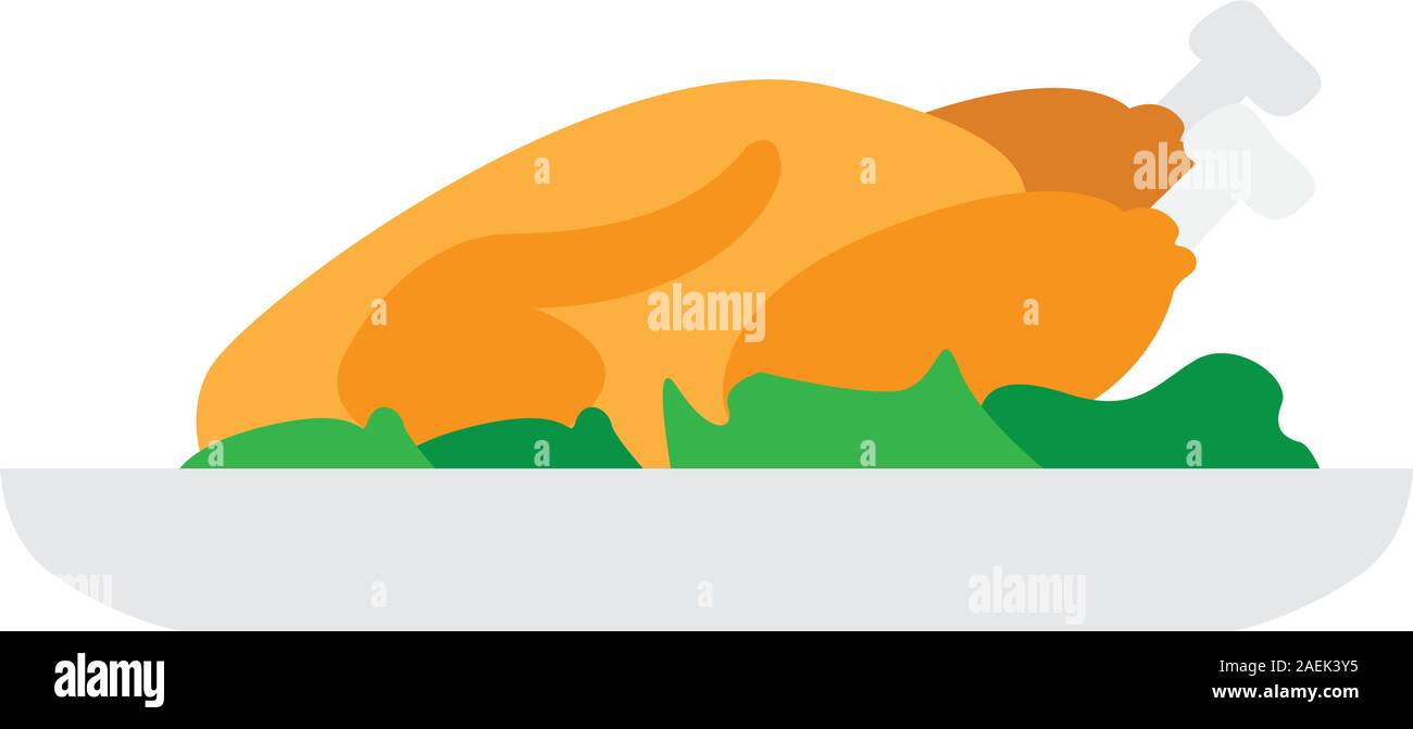 Roast turkey icon. Thanksgiving dinner - Vector illustration Stock ...