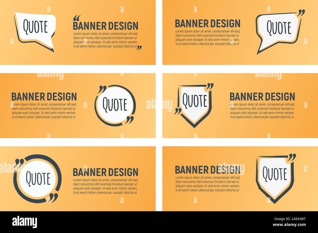 Quote Blank Banner. Icon and Label on Orange Background in Box ...