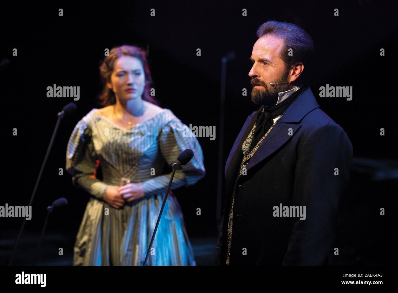 LES MISERABLES: THE STAGED CONCERT, from left: Lily Kerhoas as Cosette, Alfie Boe as Jean ...
