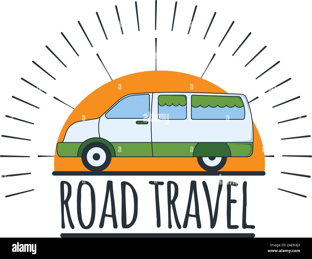Road Travel. Family Trip. Label, Badge and Banner. Concept Travel ...
