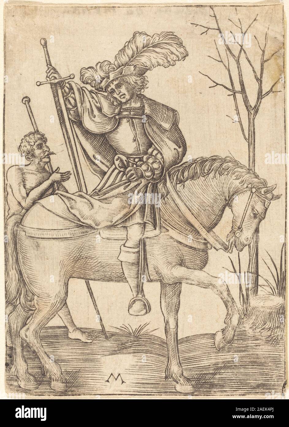 An artwork titled 'Lansquenet' by Master M, depicting soldiers of the ...