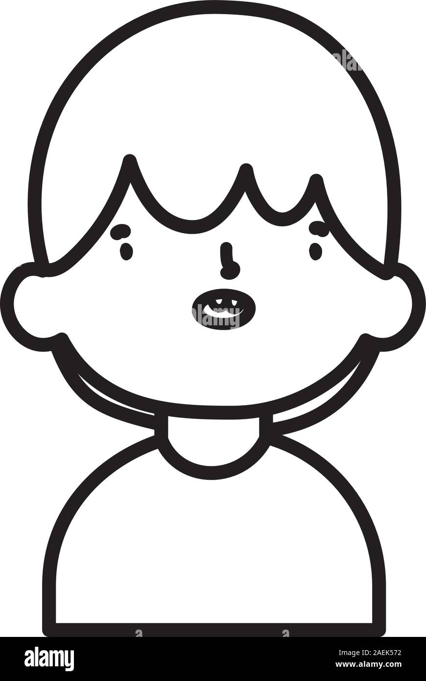 cute little boy cartoon character portrait vector illustration thick ...