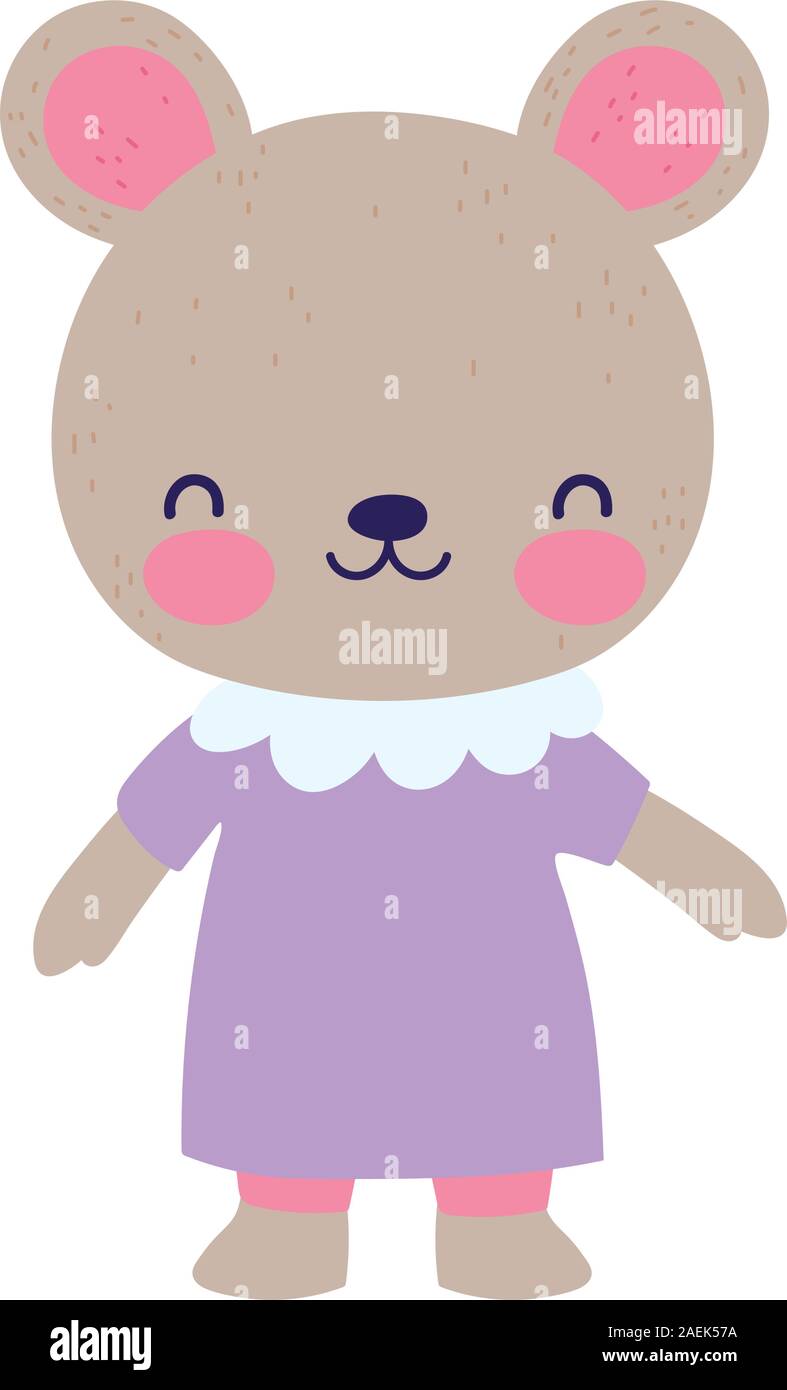 cute female bear with dress cartoon character vector illustration Stock ...