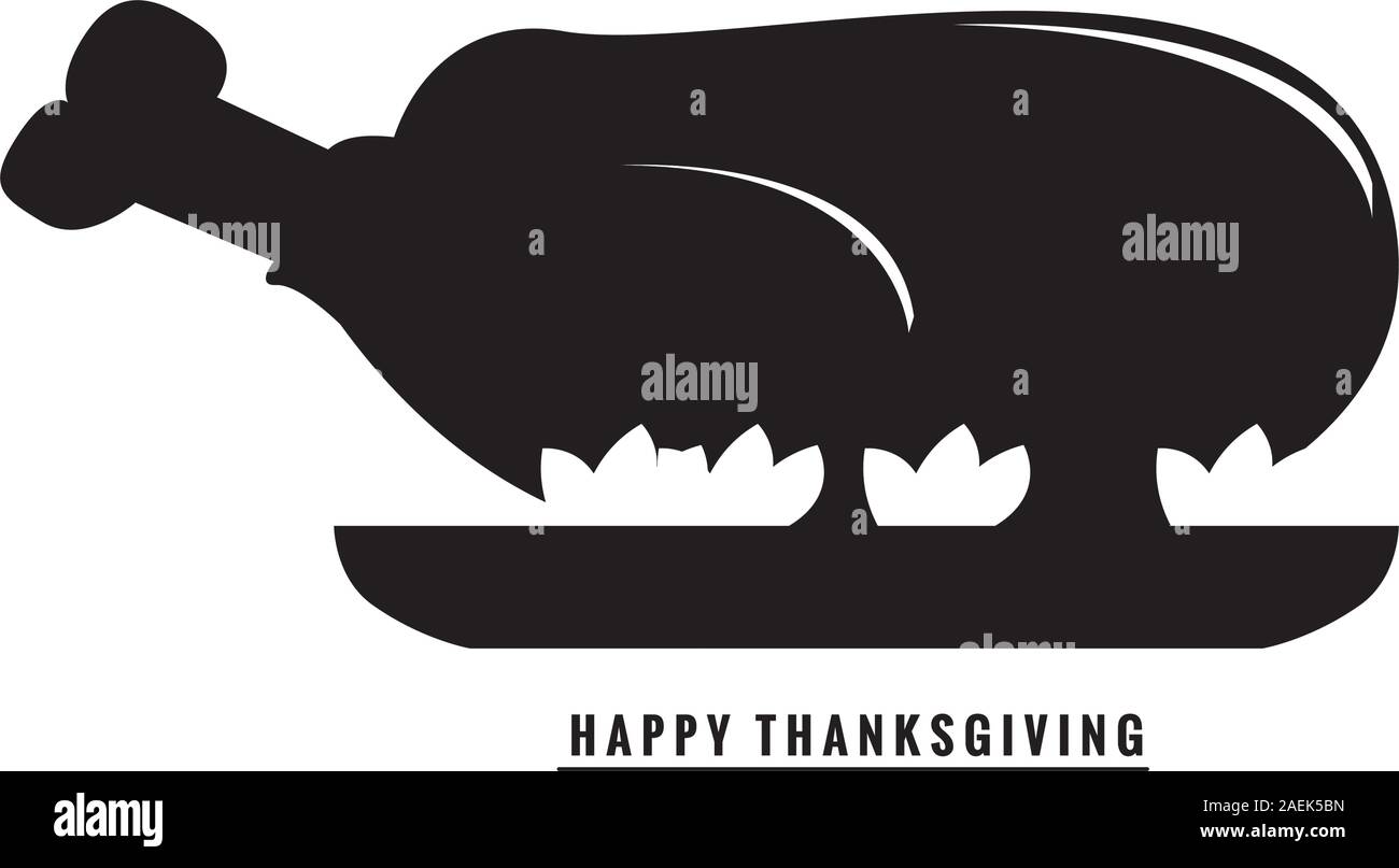 Silhouette of a roast turkey. Thanksgiving dinner - Vector illustration ...