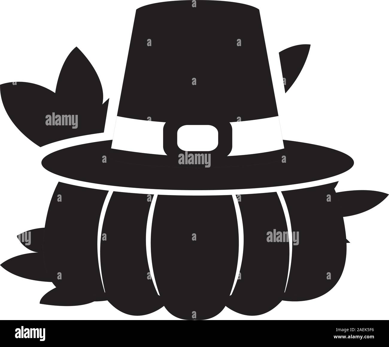 Silhouette of a pumpkin with a pilgrim hat - Vector Stock Vector Image ...