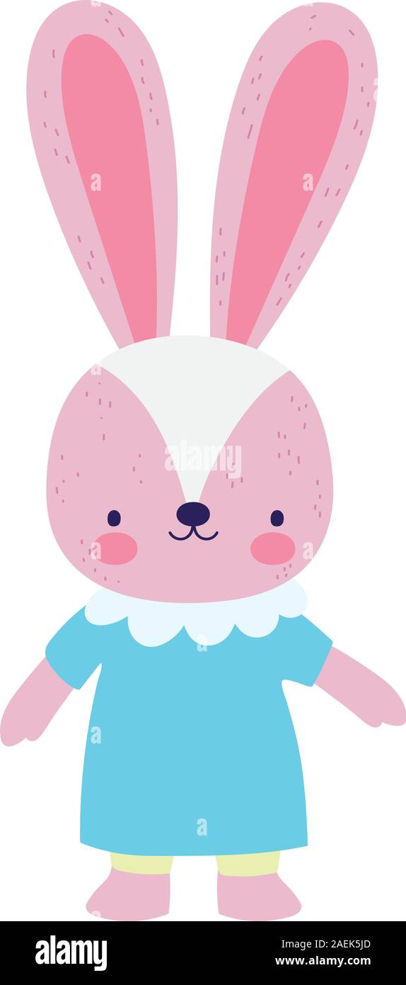 cute female rabbit with dress cartoon character vector illustration ...