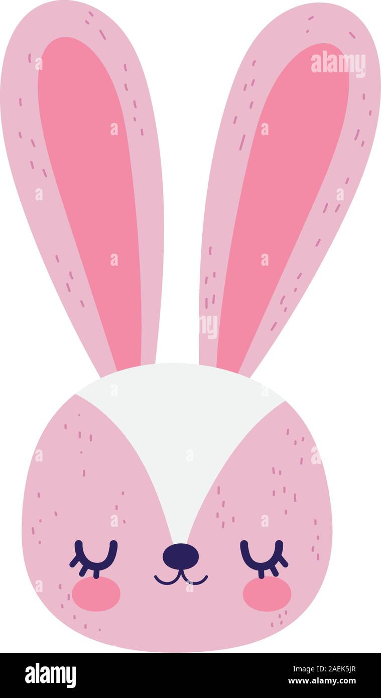cute pink rabbit face cartoon character icon vector illustration Stock ...