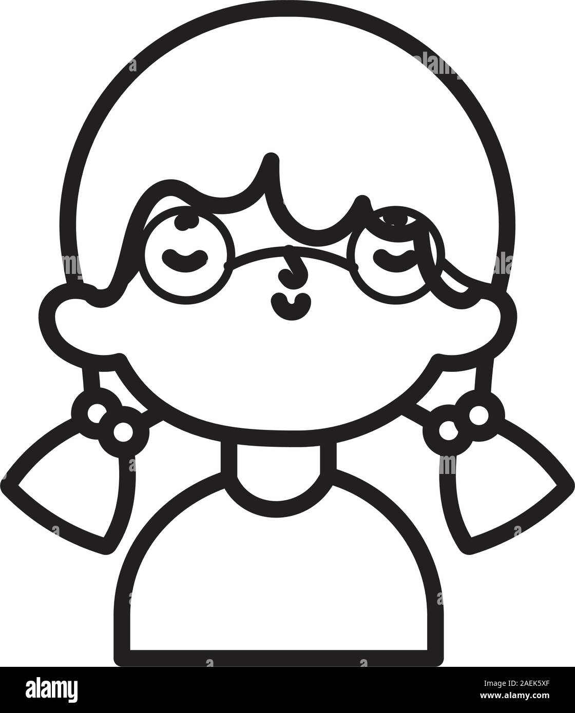 cute little girl happy cartoon character portrait vector illustration ...