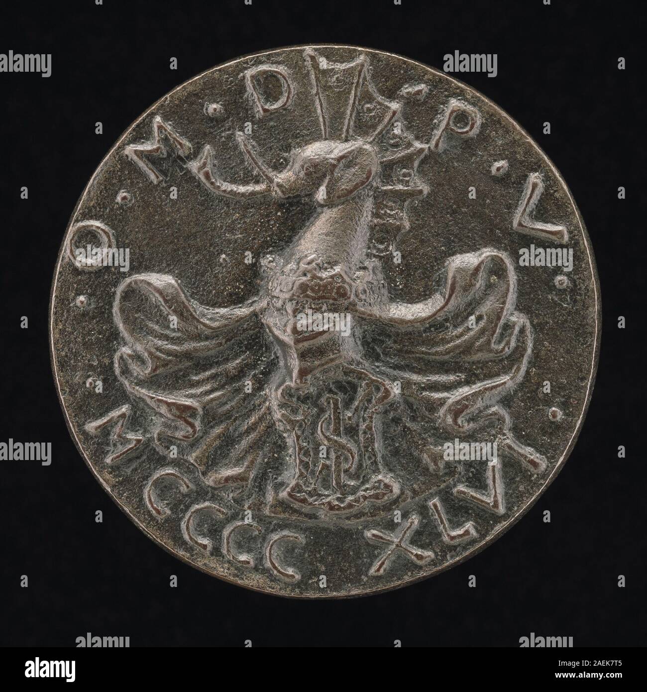 Matteo de' Pasti, Shield, Helmet, Elephant-crest, and Mantling (reverse ...