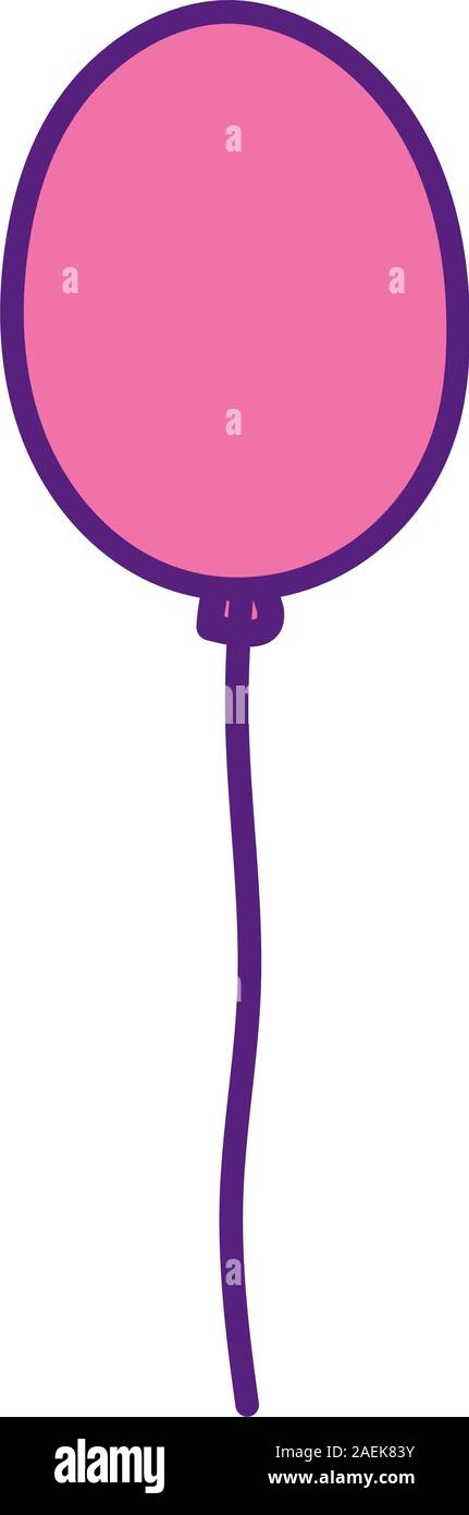 pink balloon decoration party celebration icon vector illustration ...