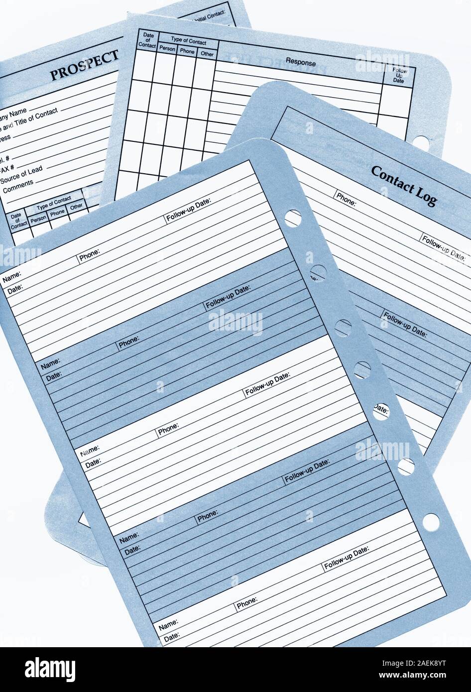 High resolution scan of blank prospect sheets and contact logs and ...