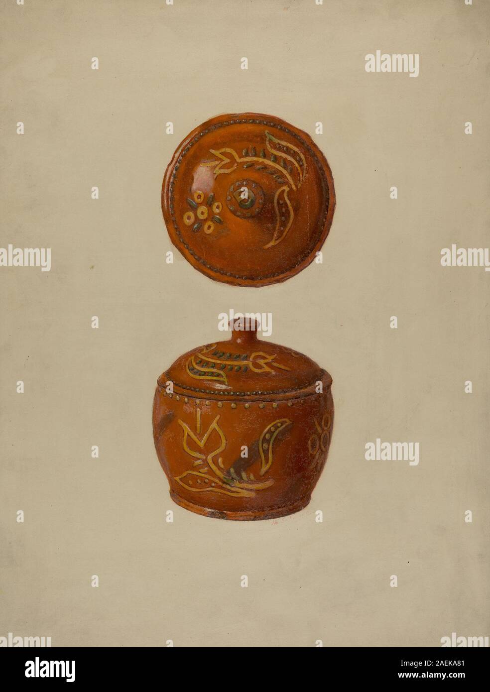 Max Soltmann, Pa German Jar with Cover, c 1937 Pa. German Jar with ...