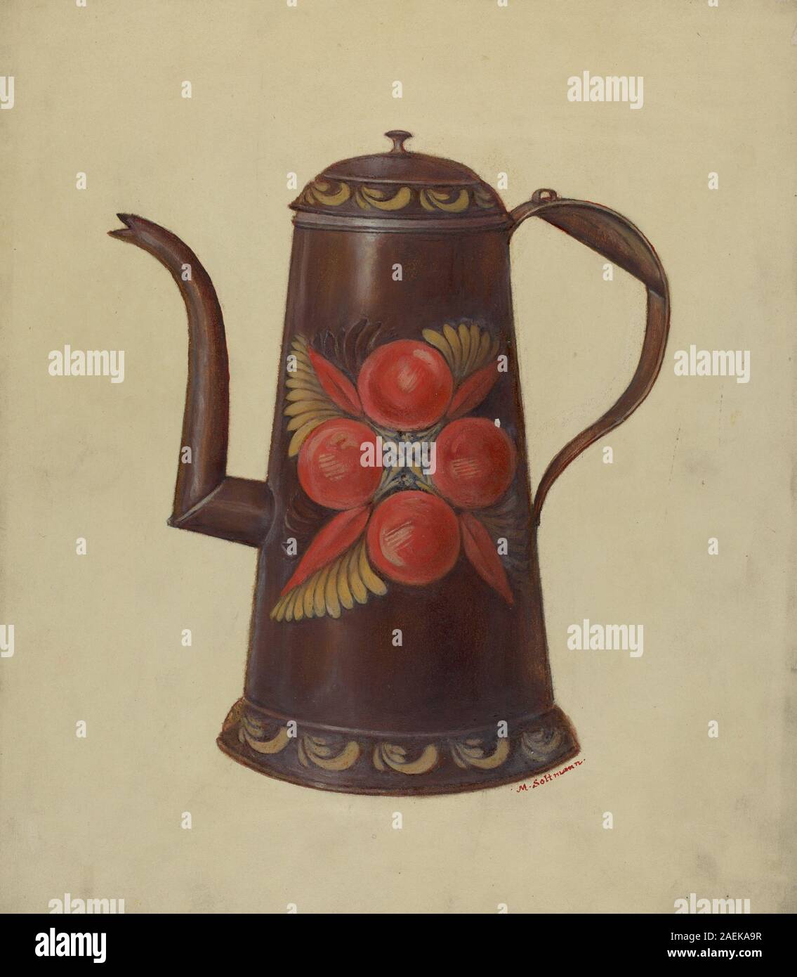 Max Soltmann, Toleware Tin Coffee Pot, c 1936 Toleware Tin Coffee Pot ...