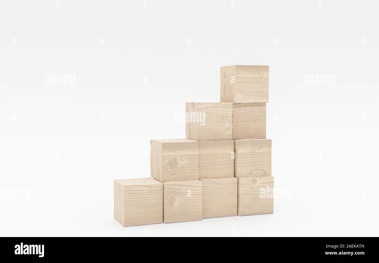wooden blocks stacked as a pyramid staircase. Success, growth, win ...