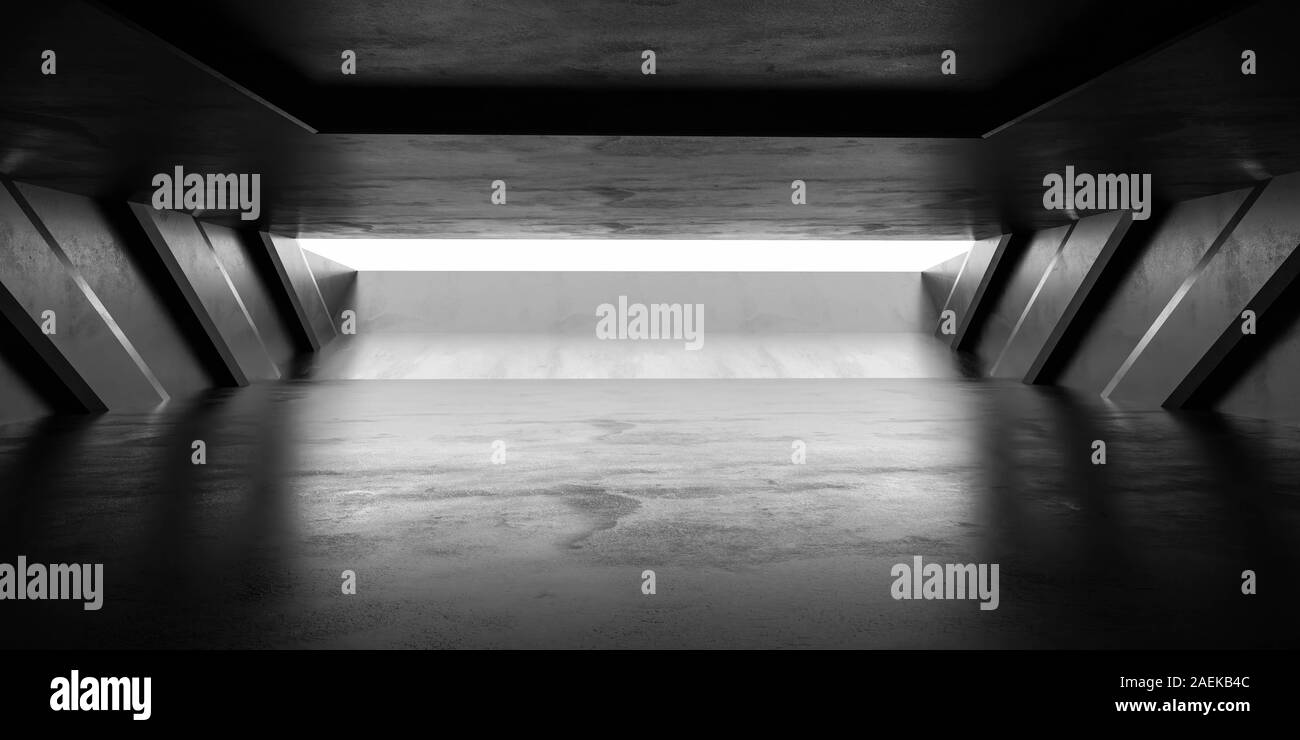 Underground concrete basement with day light industrial grunge concrete ...