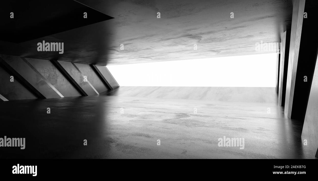 Underground concrete basement with day light industrial grunge concrete ...