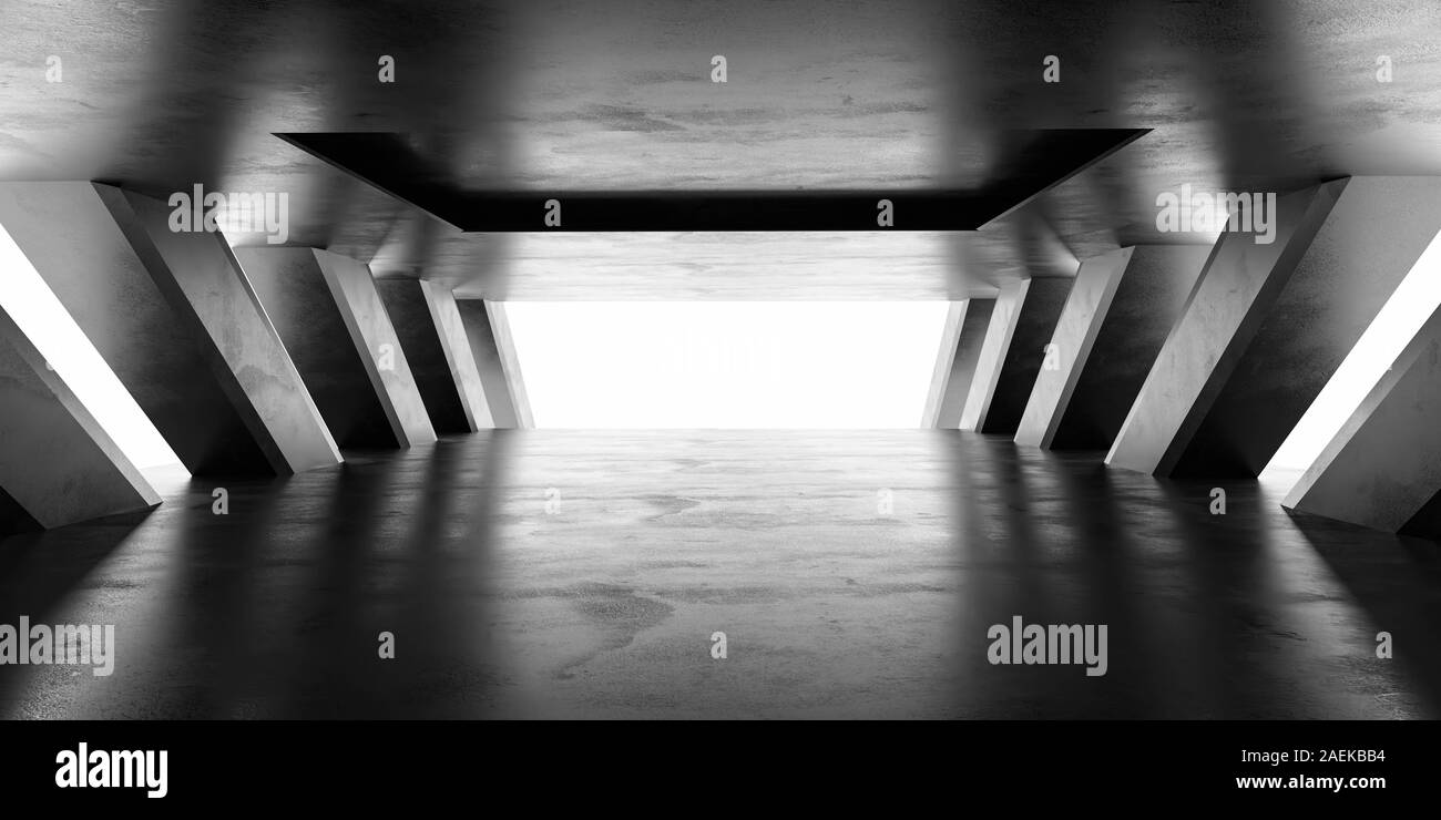 Underground concrete basement with day light industrial grunge concrete ...