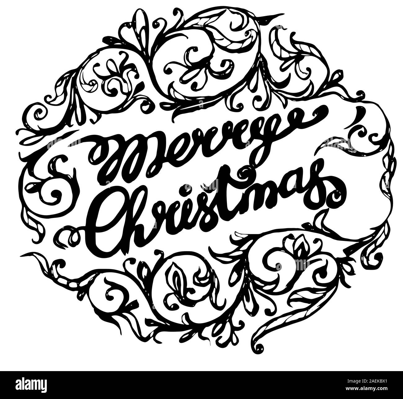 Merry Christmas Lettering Template Greeting Card Invitation With