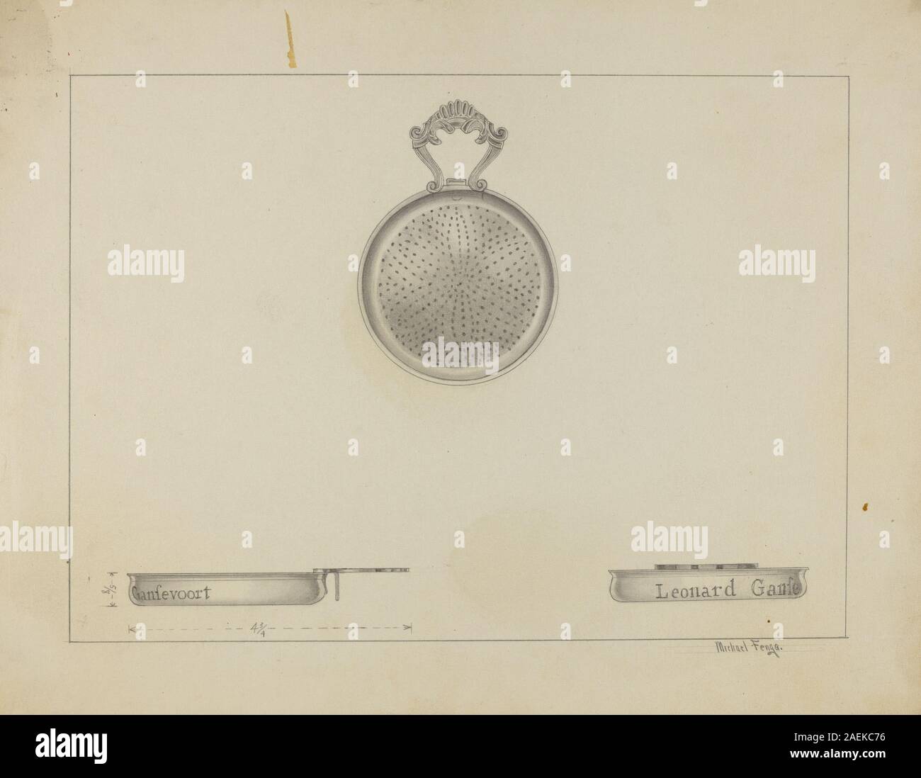 Michael Fenga, Silver Lemon Strainer, c 1936 Silver Lemon Strainer; c ...