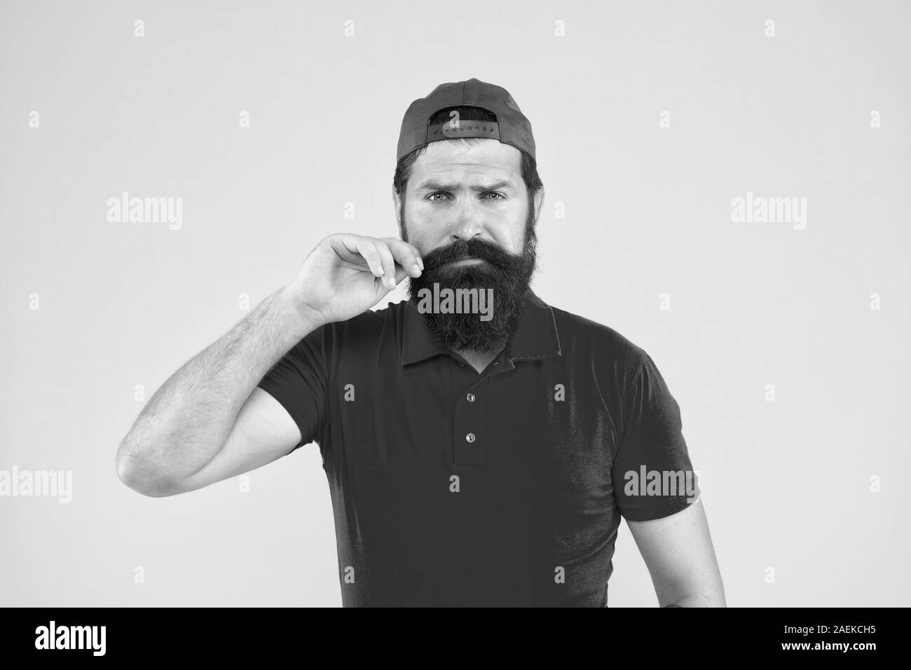 Feeling awesome. Moustache grooming guide. Hipster handsome guy ...