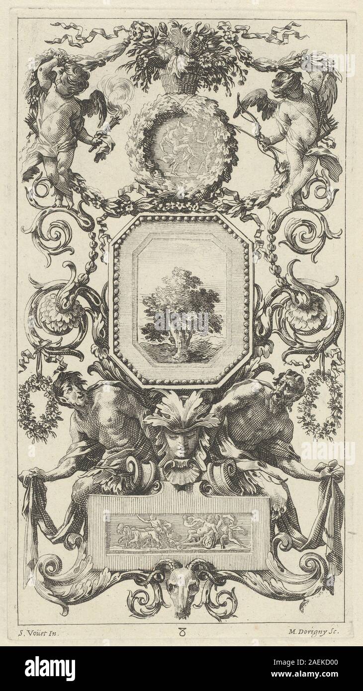 Michel Dorigny, after Simon Vouet, Ornamental Panel Surmounted by a ...