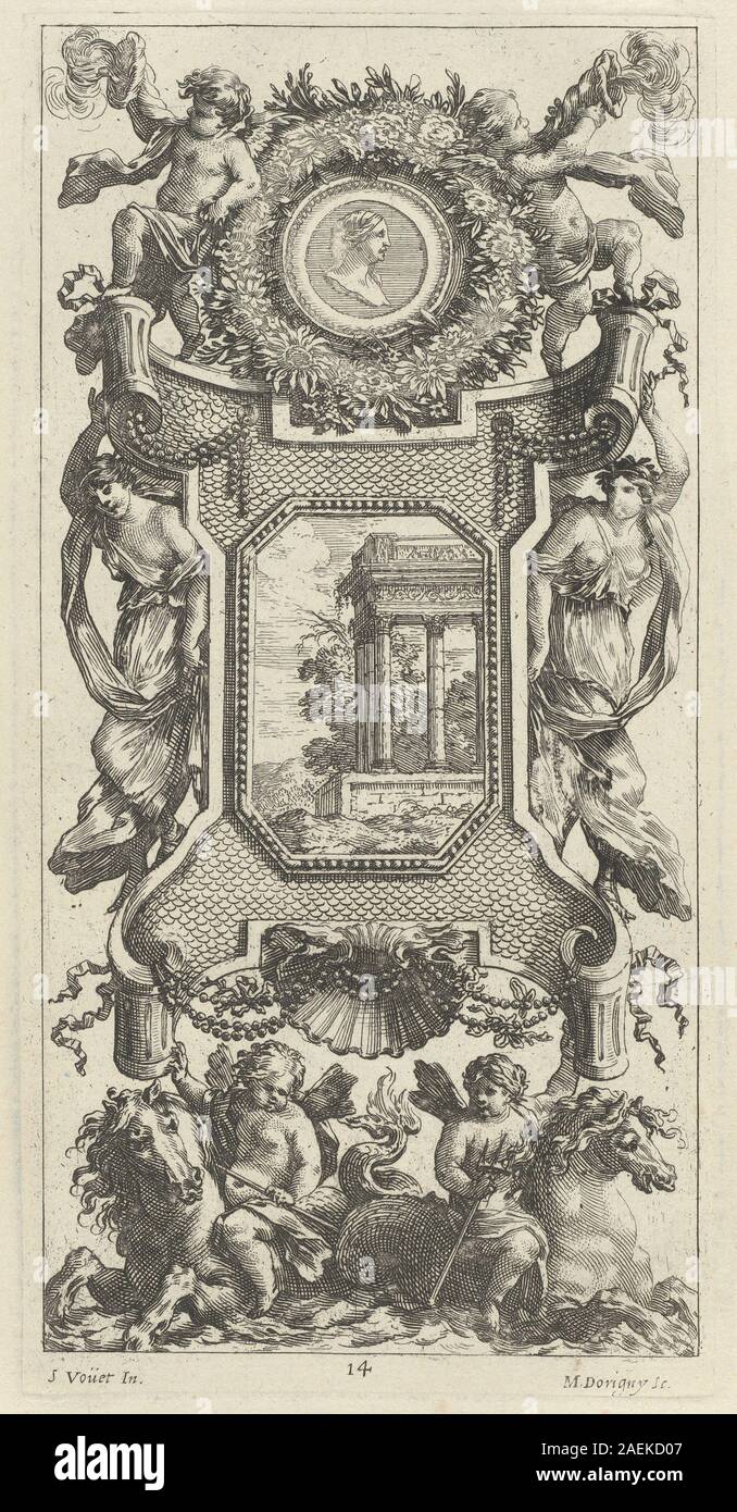 Michel Dorigny, after Simon Vouet, Ornamental Panel Surmounted by a ...