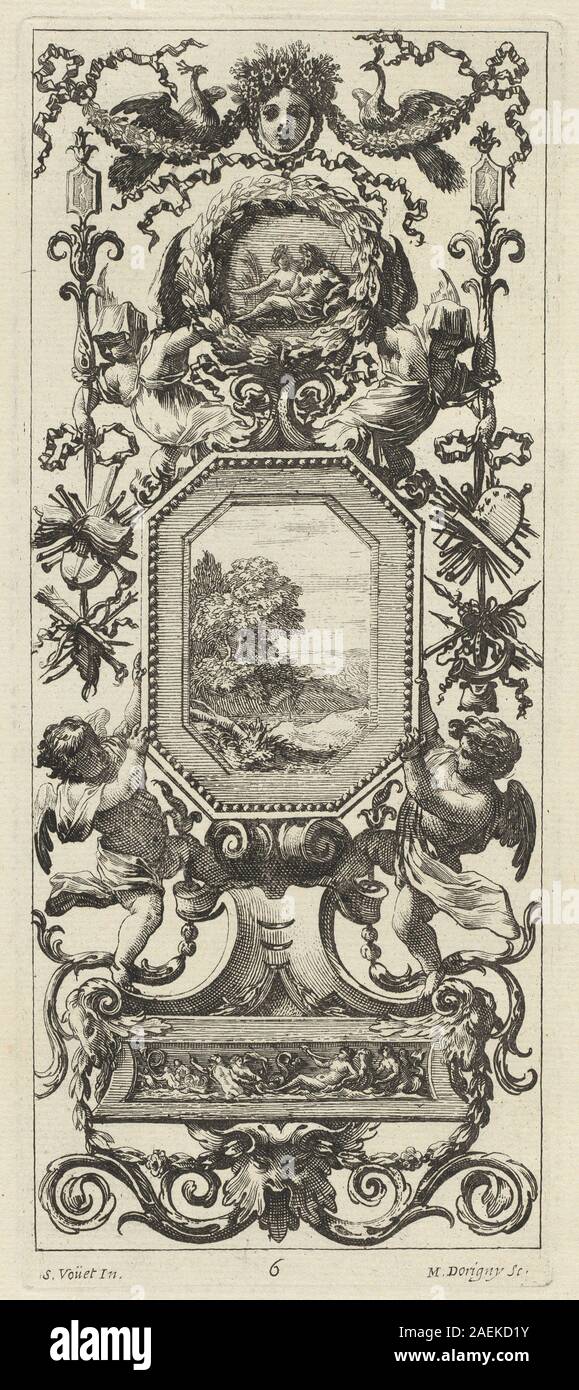 Michel Dorigny, after Simon Vouet, Ornamental Panel Surmounted by the ...