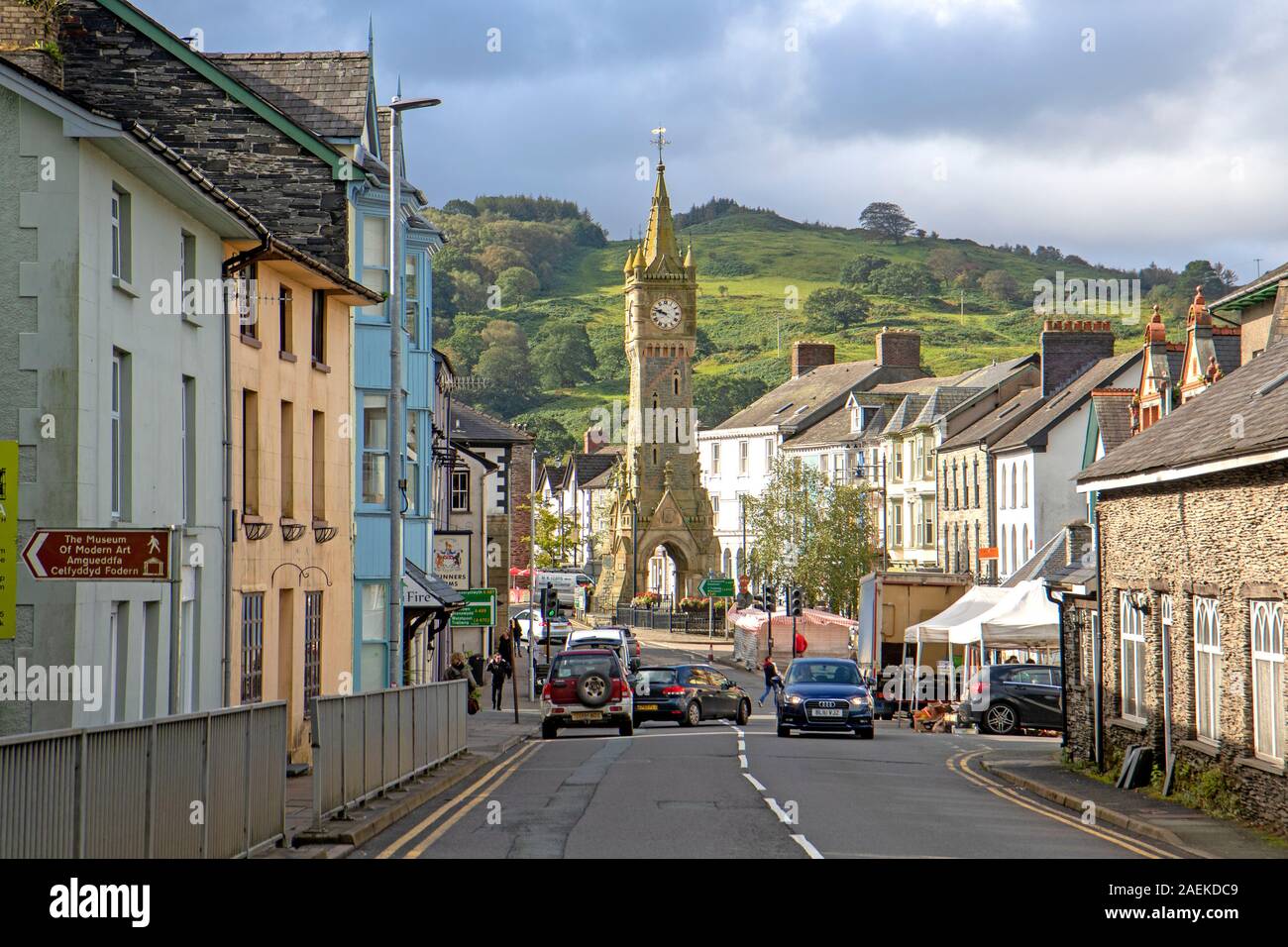 Clocktower in Machynlleth Stock Photo - Alamy