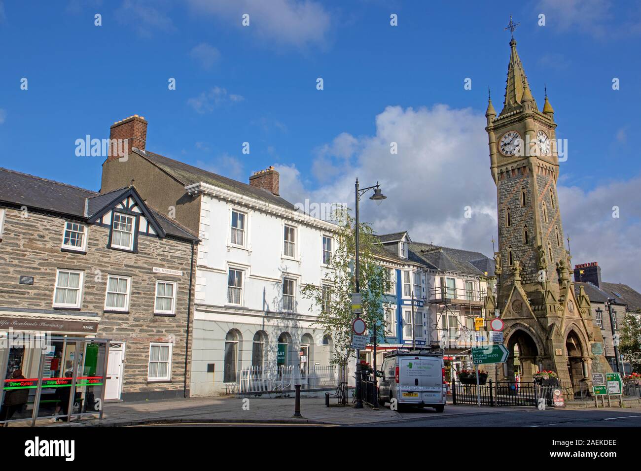 Clocktower in Machynlleth Stock Photo - Alamy