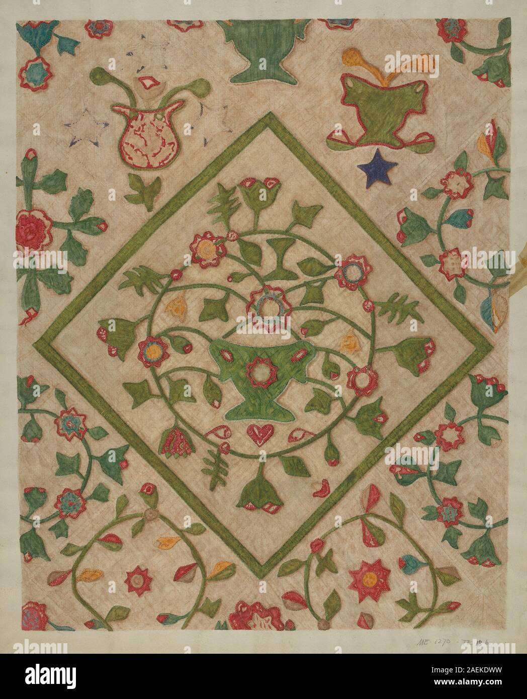This Applique Quilt, created between 1935 and 1942 by Mildred E Bent ...