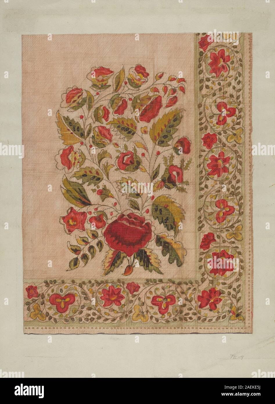 Printed scarf made by Mildred E Bent between 1935 and 1942, showing ...