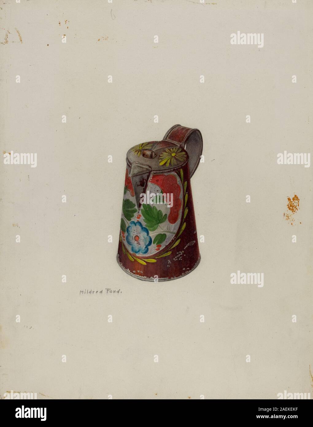 Toleware Syrup Pot, created by Mildred Ford around 1942, is a small ...