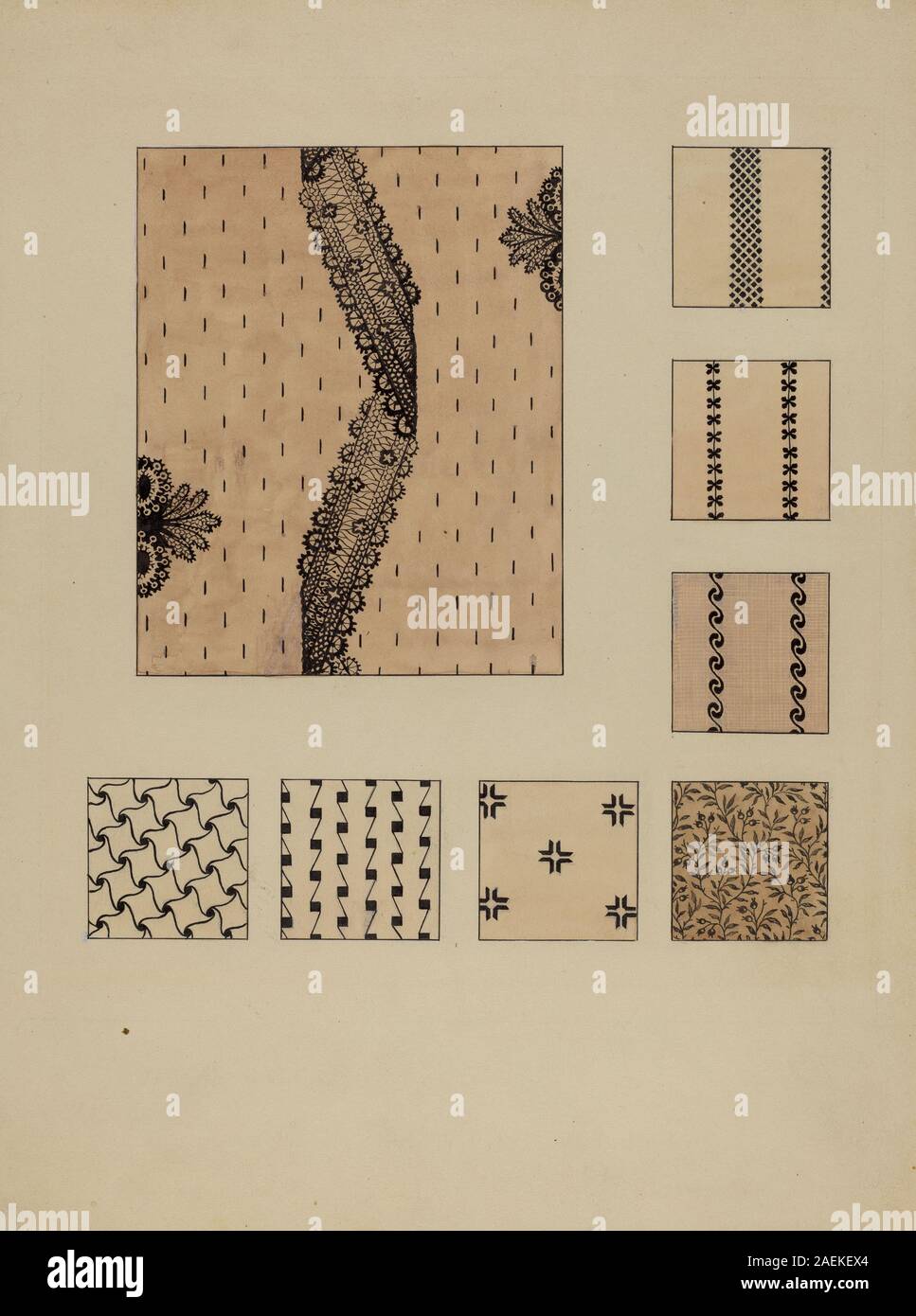 These printed cotton fabrics by Millia Davenport, created around 1936 ...
