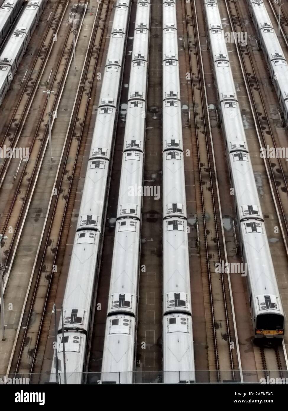 Trains and railways from top view, New York Stock Photo - Alamy