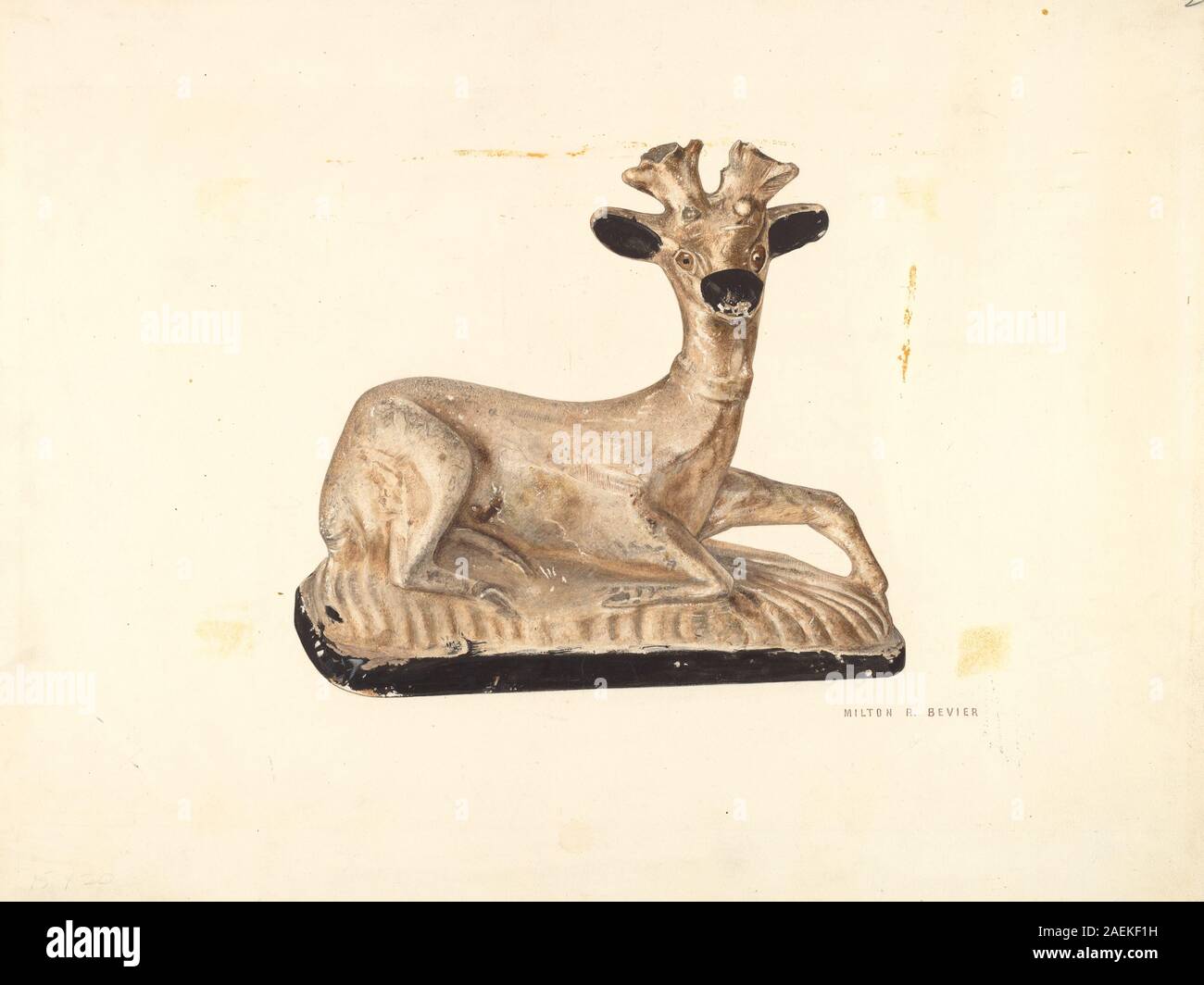 Chalkware Deer by Milton Bevier, circa 1939, depicts a small animal ...