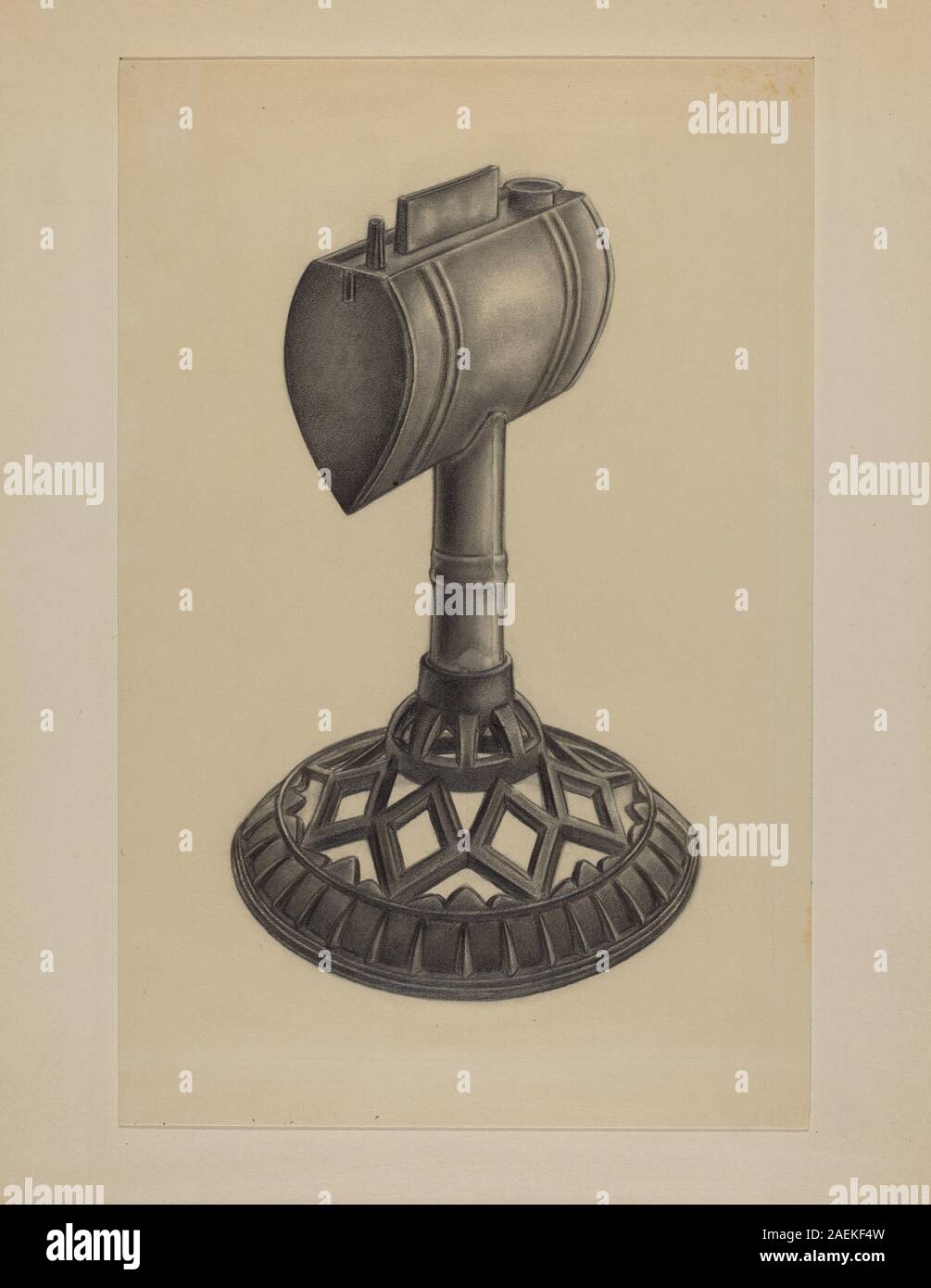 This lard oil lamp, created by Milton Grubstein circa 1937, features ...