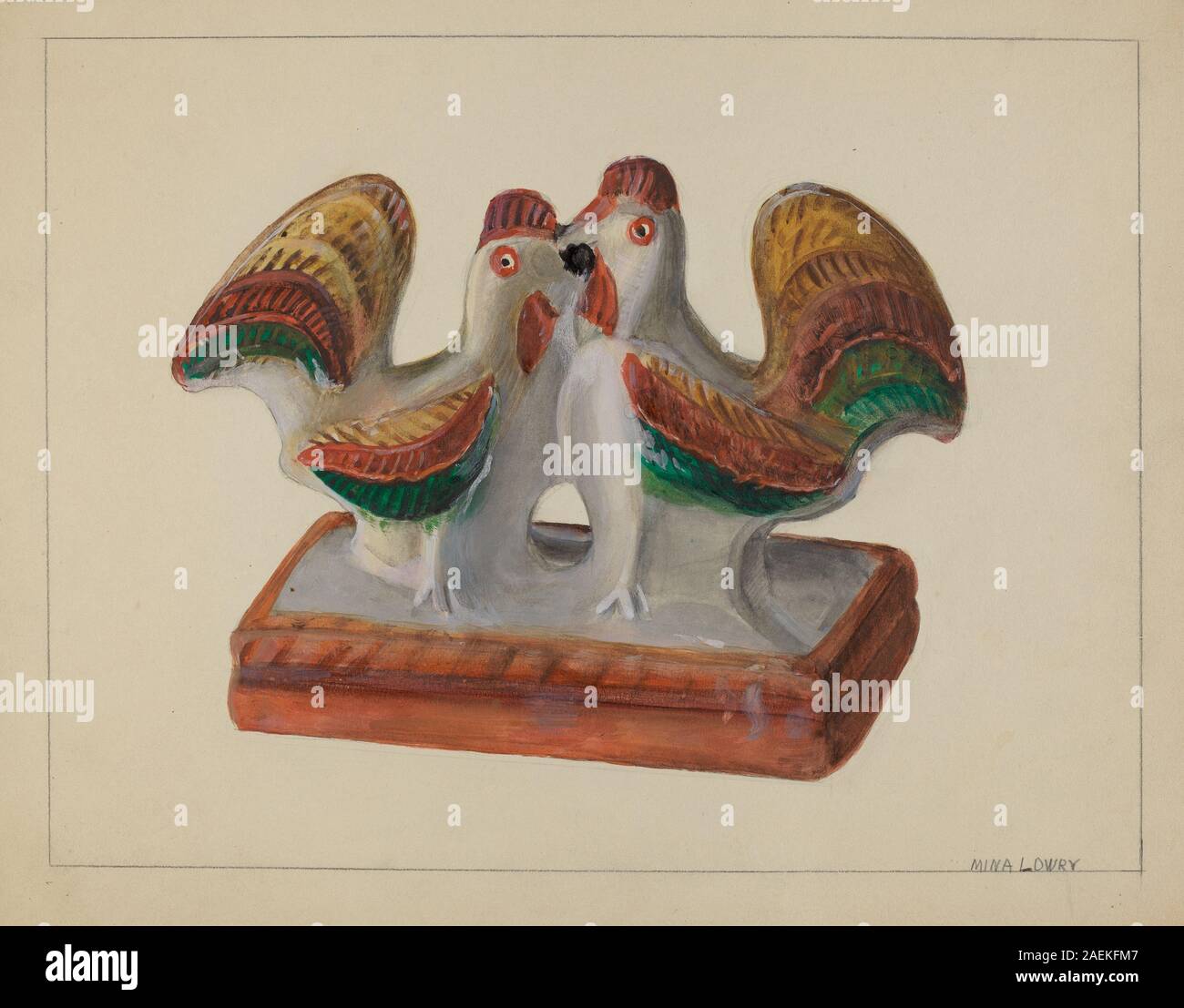 Chalkware roosters created by Mina Lowry circa 1937. The figures ...